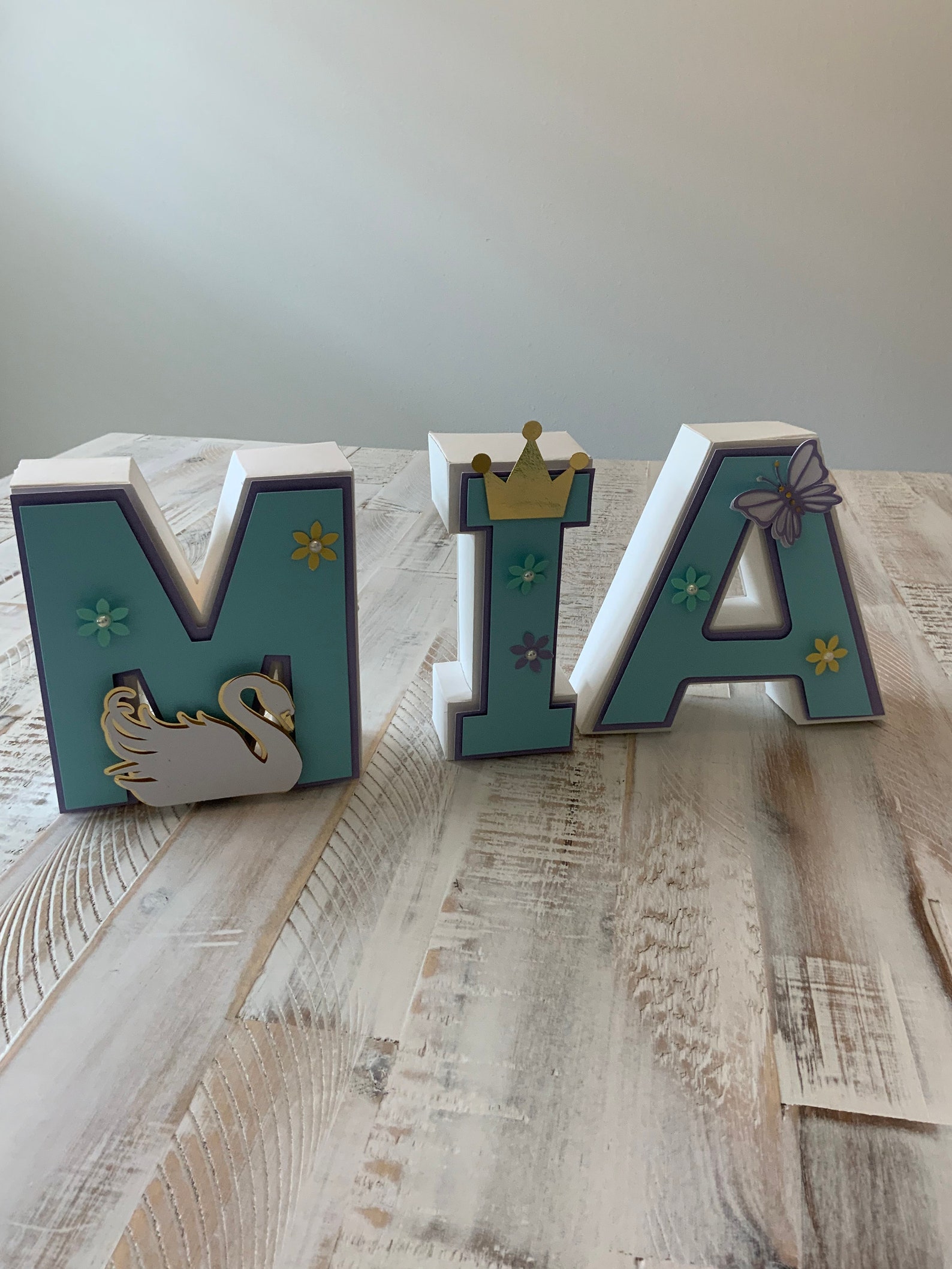 Swan 3D Letters Swan Cake Topper Customized Letters Floral - Etsy