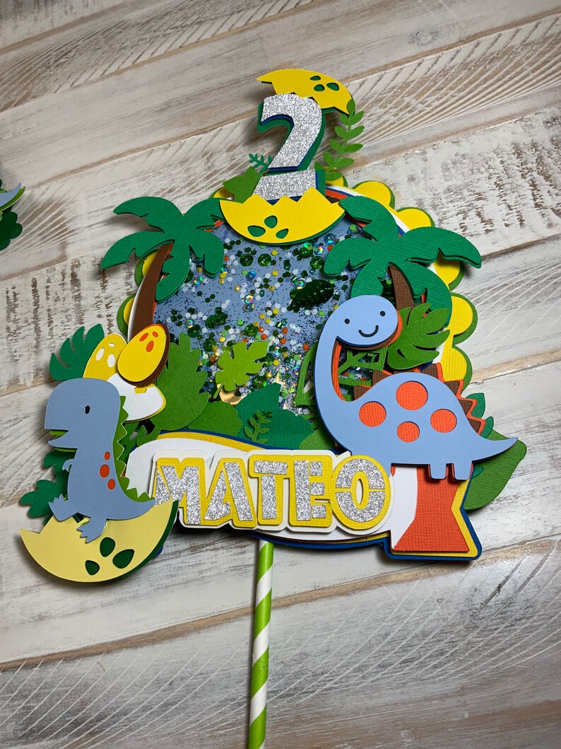Dinosaur Boy Cake Topper/banner Dinosaur/3d Dinosaur - Etsy