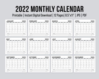 Minimalist Monthly Calendar - Etsy