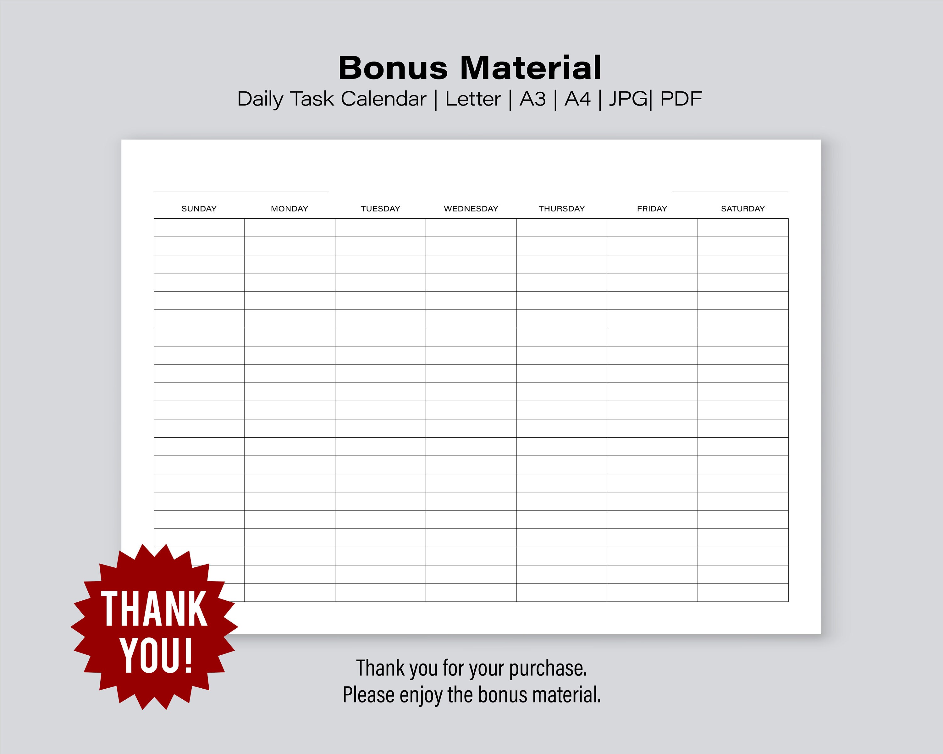 Printable Blank Monthly Calendar Landscape Calendar Template - Etsy