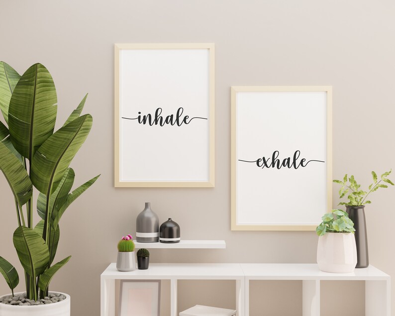 Inhale Exhale Printable Art Set of 2. Zen, Meditation, Yoga Wall Art ...