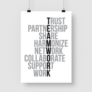 Teamwork. Printable Wall Art. Motivational Quote Poster for Home or ...