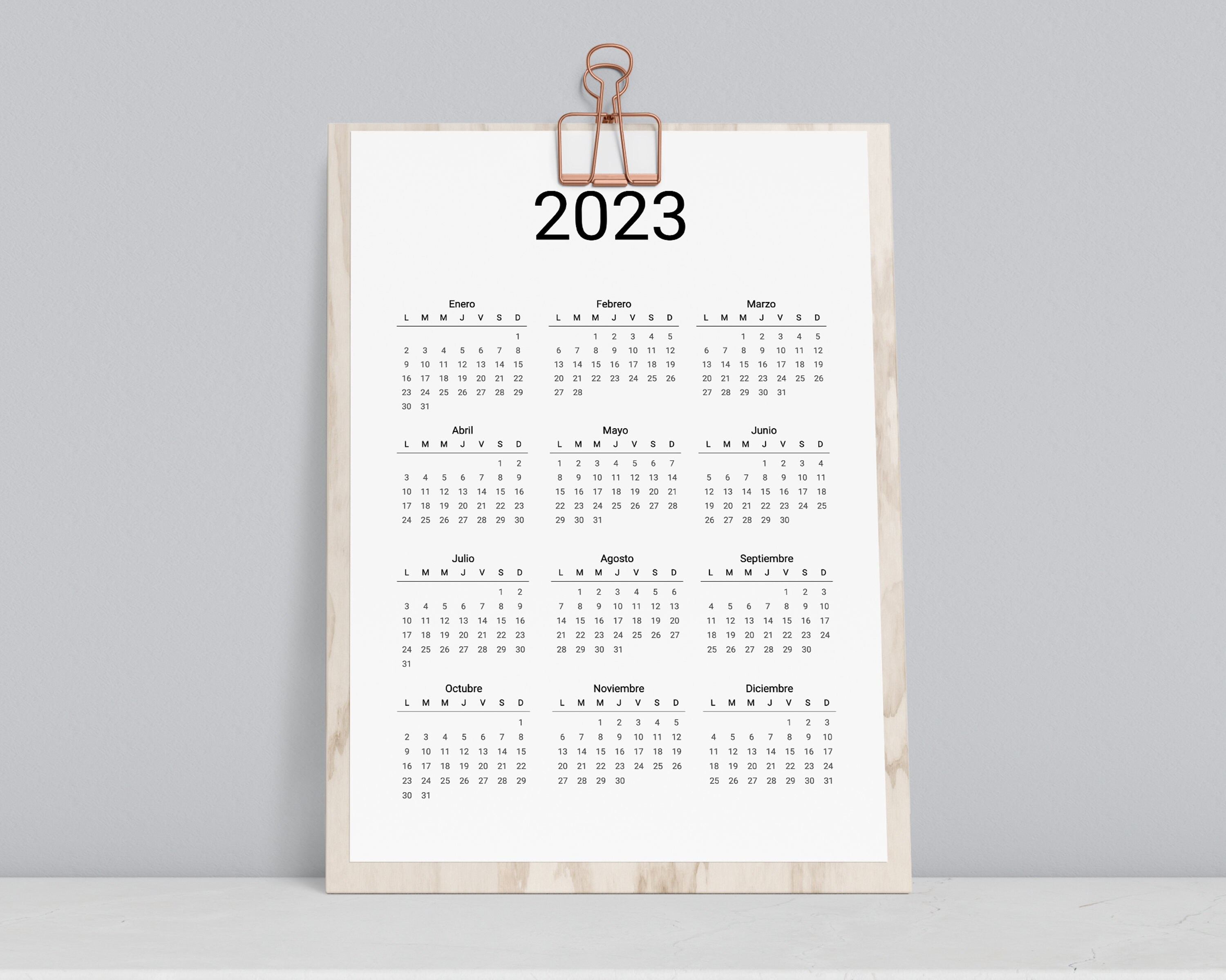 Printable 2023-2024 Spanish Yearly Calendar Calendario Español Digital ...