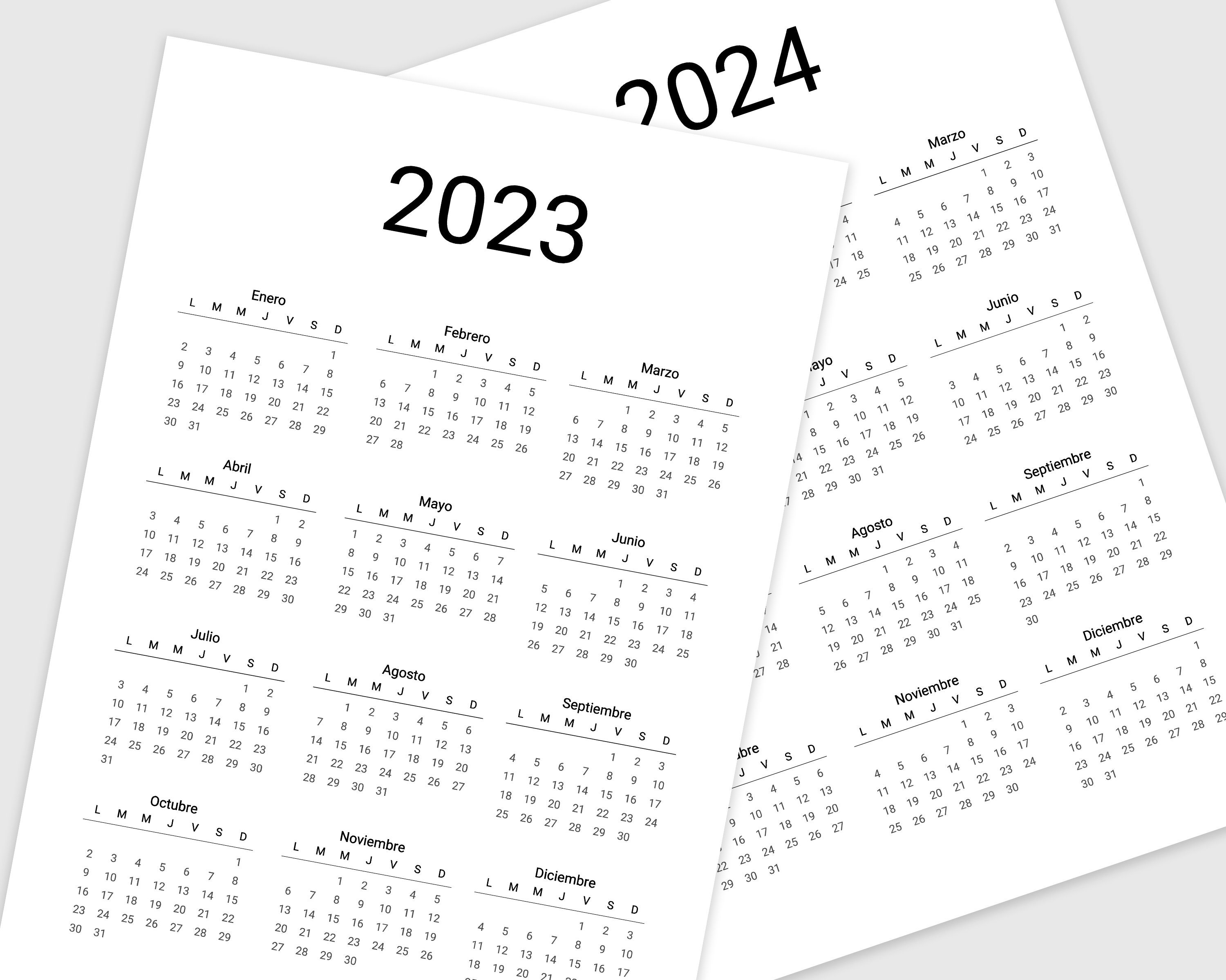 Printable 2023-2024 Spanish Yearly Calendar Calendario Español Digital ...