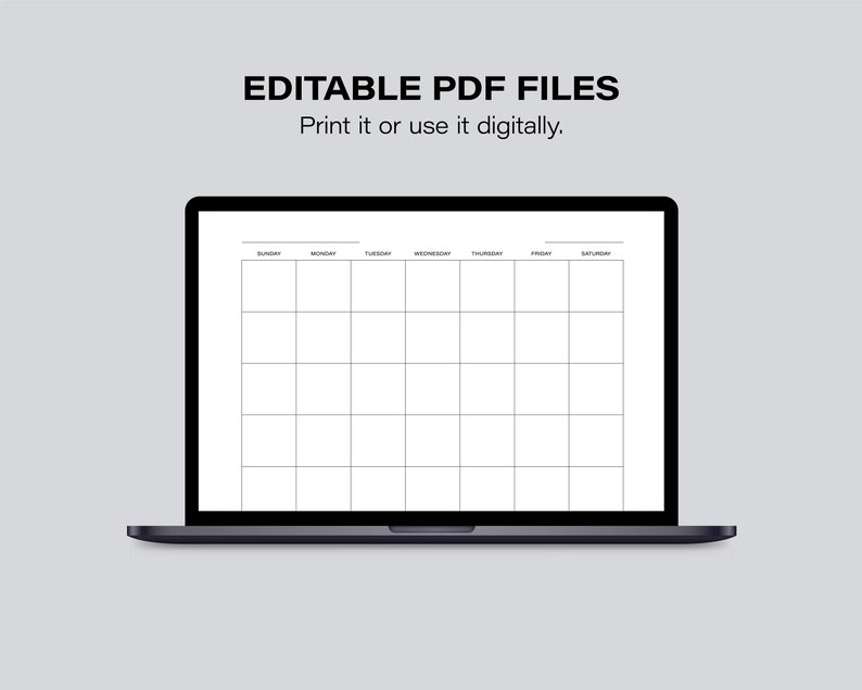 Printable Blank Monthly Calendar | Landscape Calendar Template ...