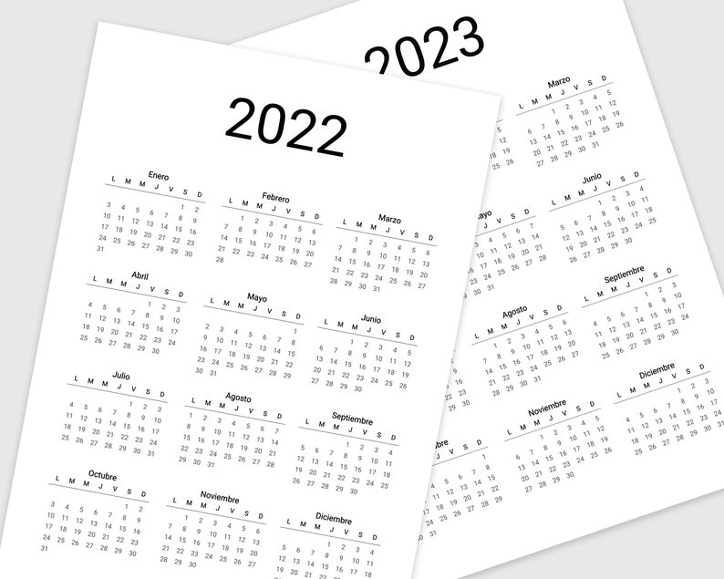 Calendario Anual Español 2022-2023 Imprimible / Calendario Español ...