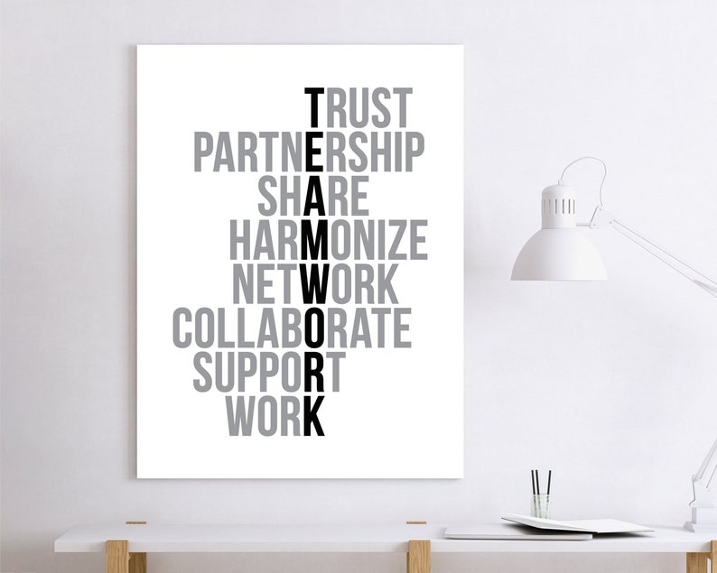 Teamwork. Printable Wall Art. Motivational Quote Poster for Home or ...
