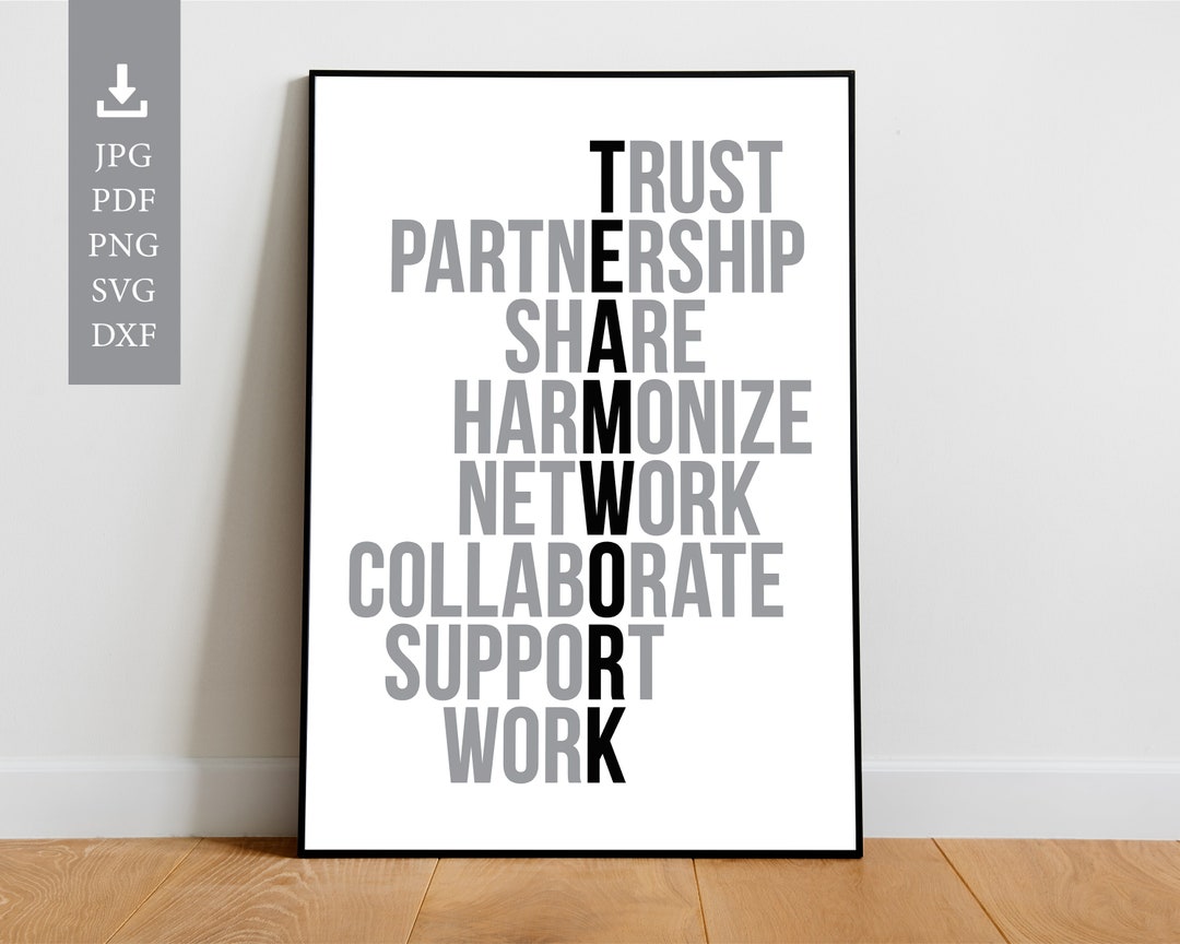 Teamwork. Printable Wall Art. Motivational Quote Poster for Home or ...