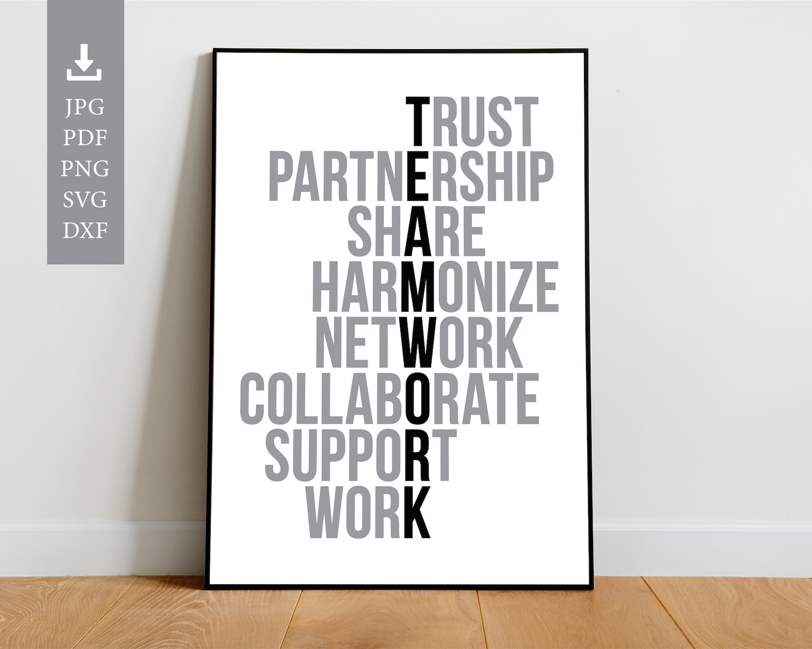 Teamwork. Printable Wall Art. Motivational Quote Poster for Home or ...