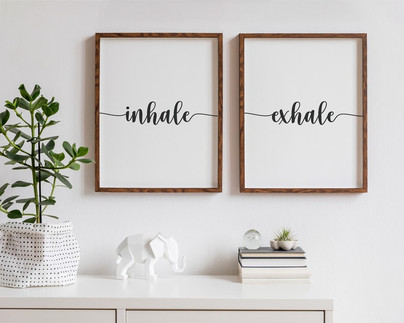 Inhale Exhale Printable Art Set of 2. Zen, Meditation, Yoga Wall Art ...