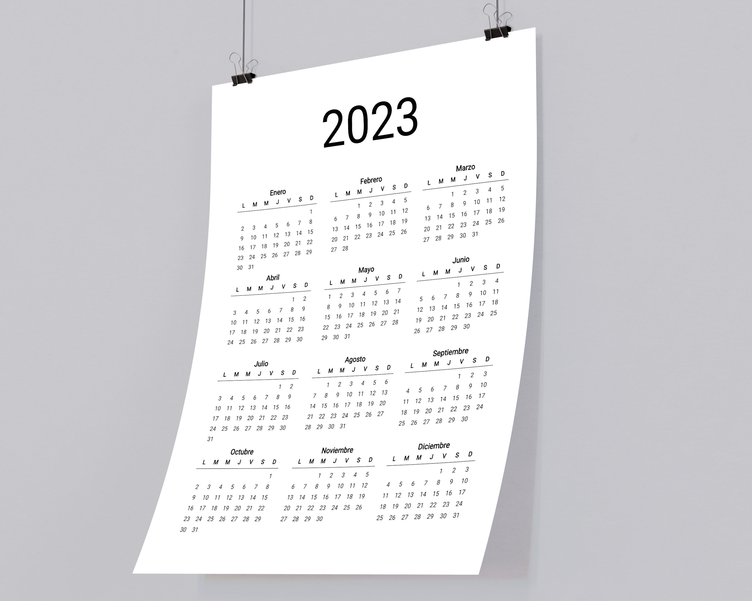 Printable 2023-2024 Spanish Yearly Calendar Calendario Español Digital ...