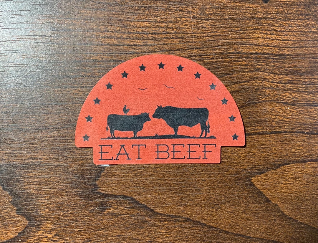 Maroon Eat Beef Western Sticker - Etsy