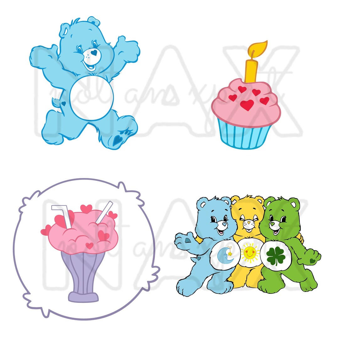 Care Bears Milkshake Birthday Cake Blue Bear and Friends - Etsy