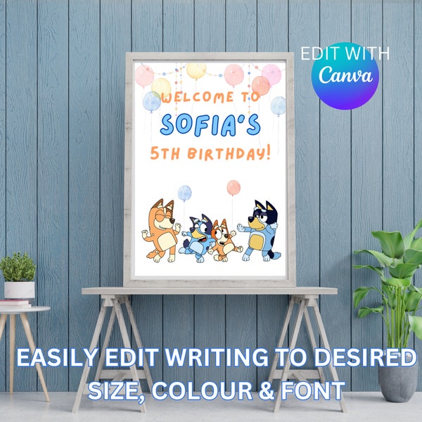 Bluey Editable Sign - Etsy