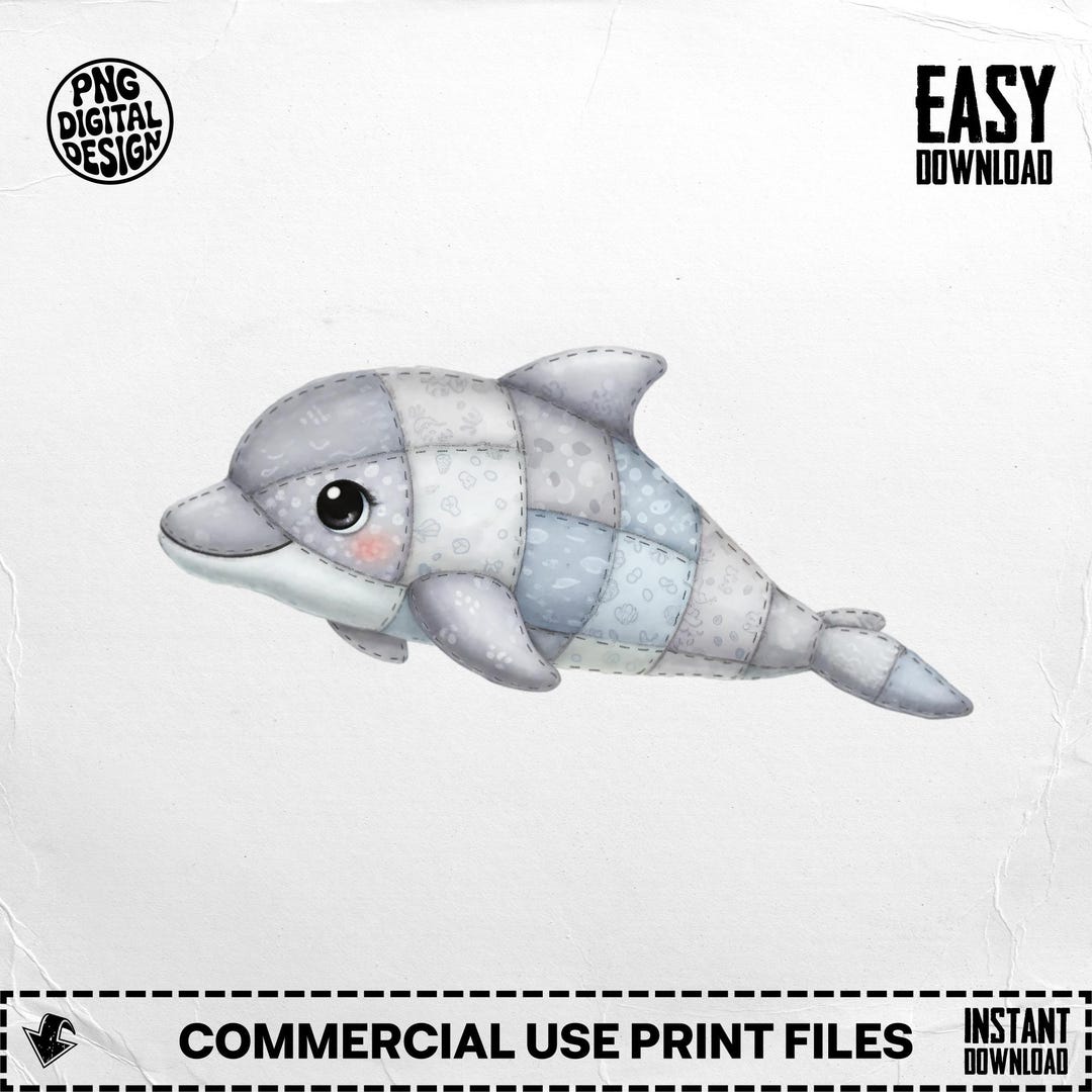 Quilted Dolphin PNG, Patchwork Clipart for Sublimation DIY Projects ...