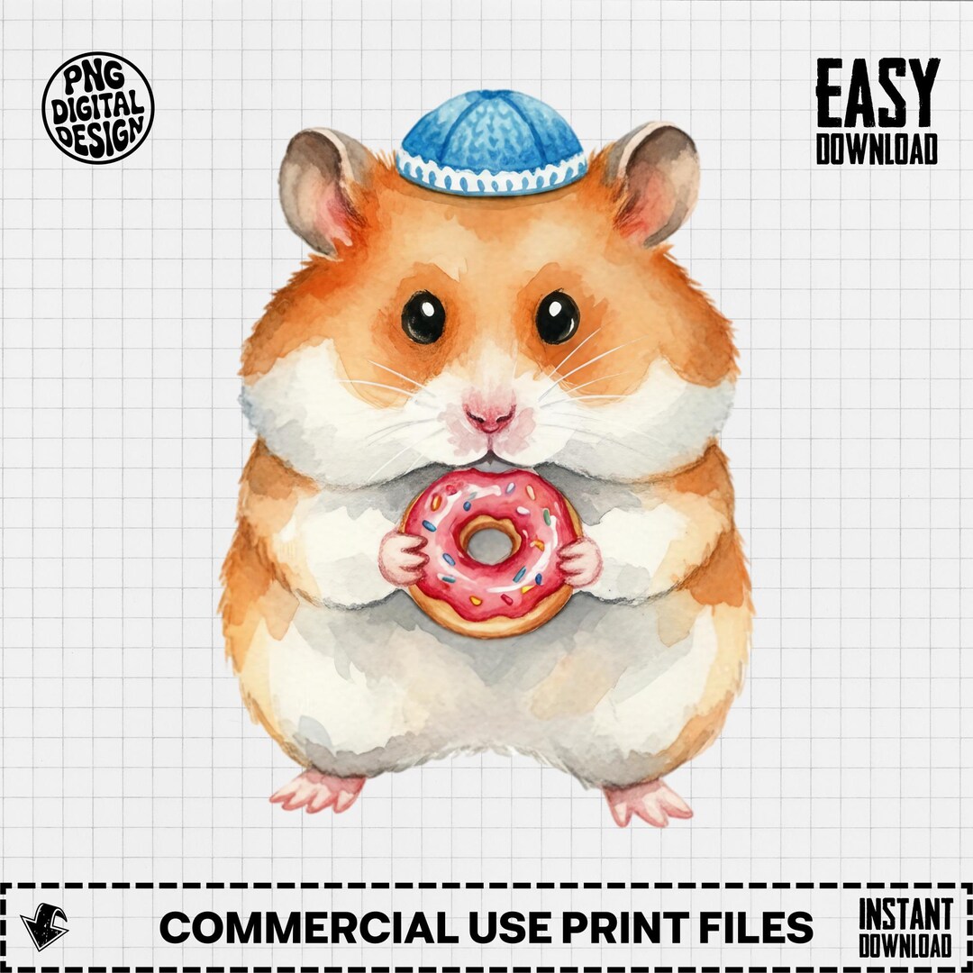 Hanukkah Hamster Donut Watercolor Clipart PNG (digital Download) - Etsy