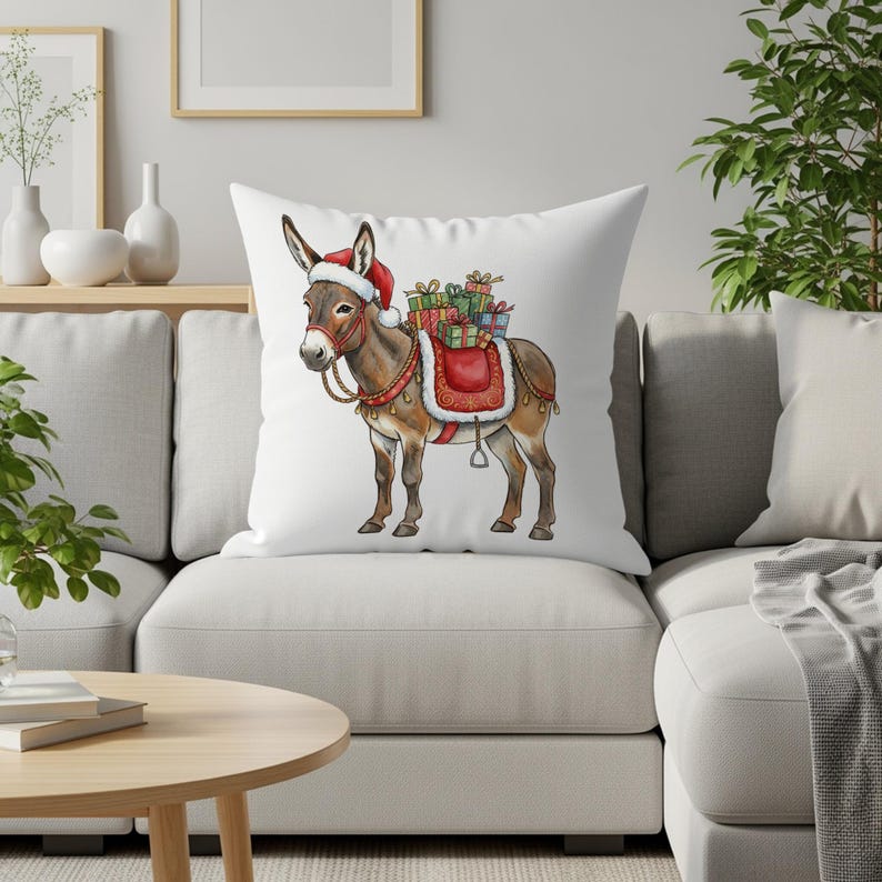 Watercolor Christmas Donkey PNG, Mule With Gifts (digital Download) - Etsy
