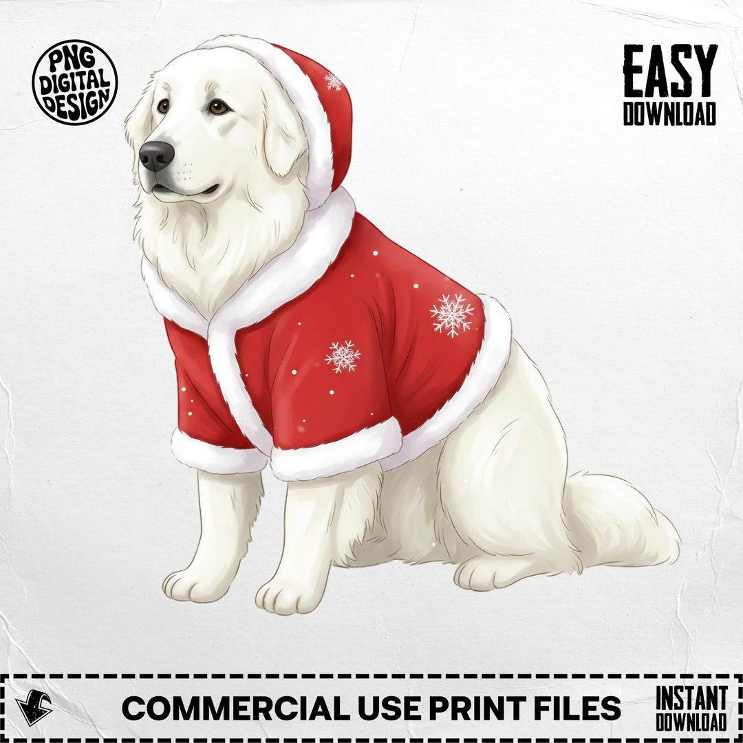 Great Pyrenees PNG, Christmas Dog Clipart for Holiday, Digital Download ...