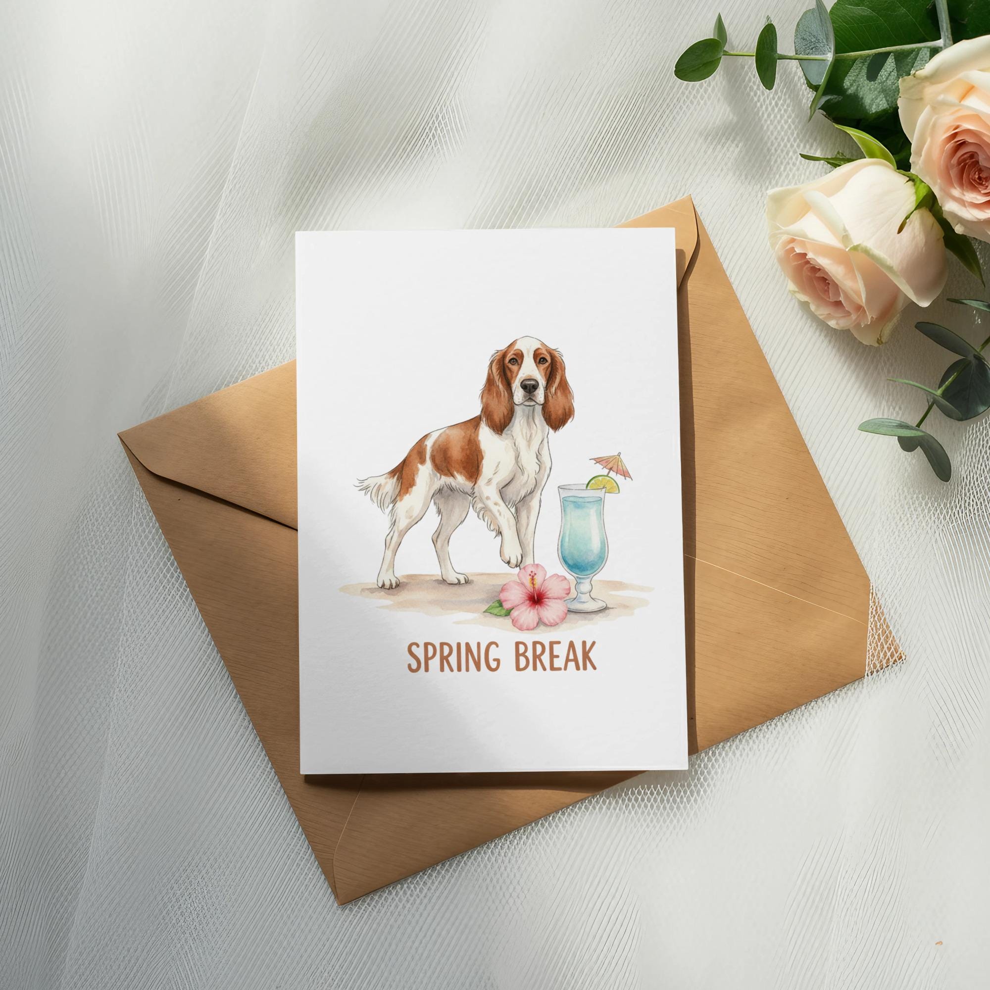 Welsh Springer Spaniel Brittany PNG, Watercolor Dog Clipart for Spring ...