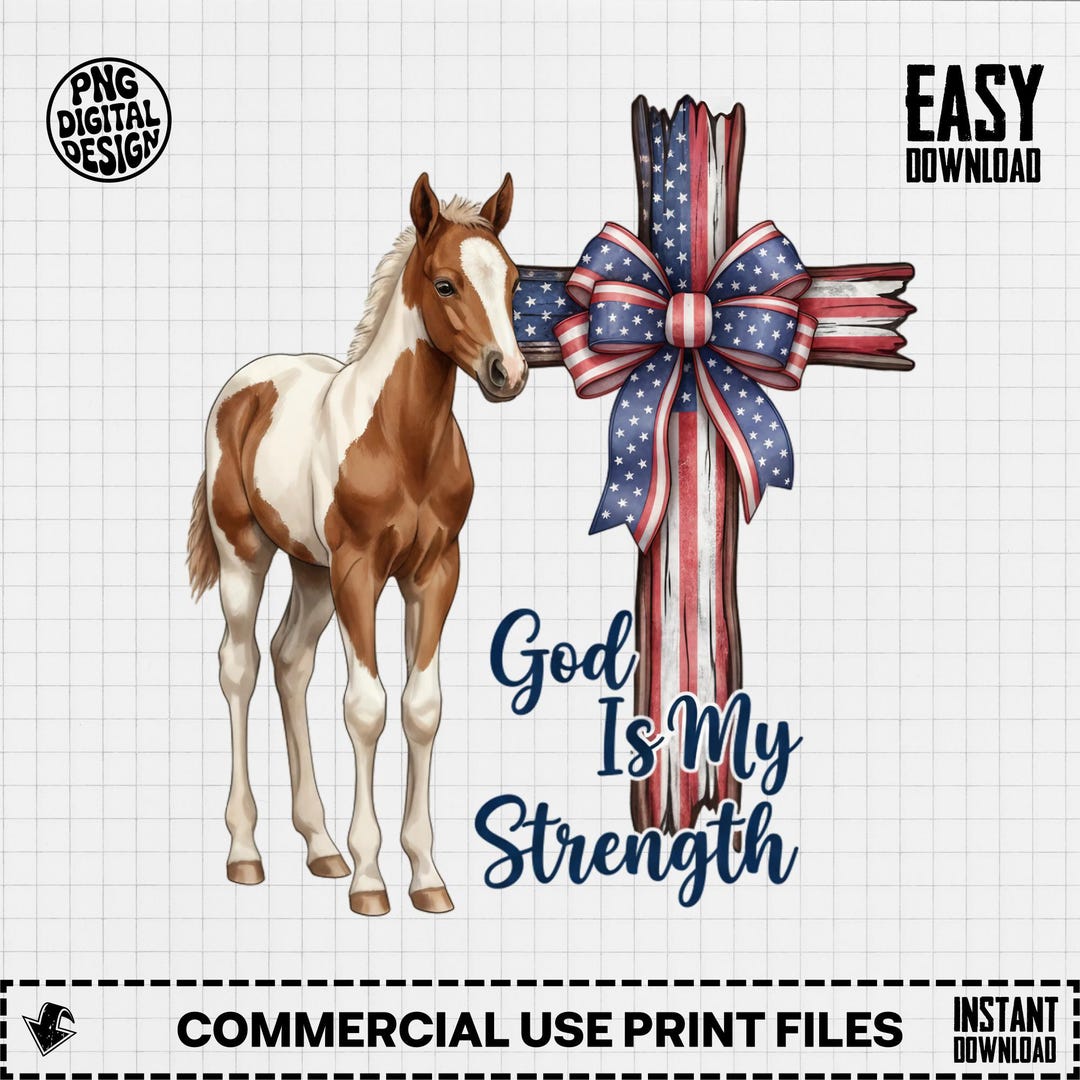 Pinto Horse PNG, God is My Strength Clipart, American Flag Cross ...