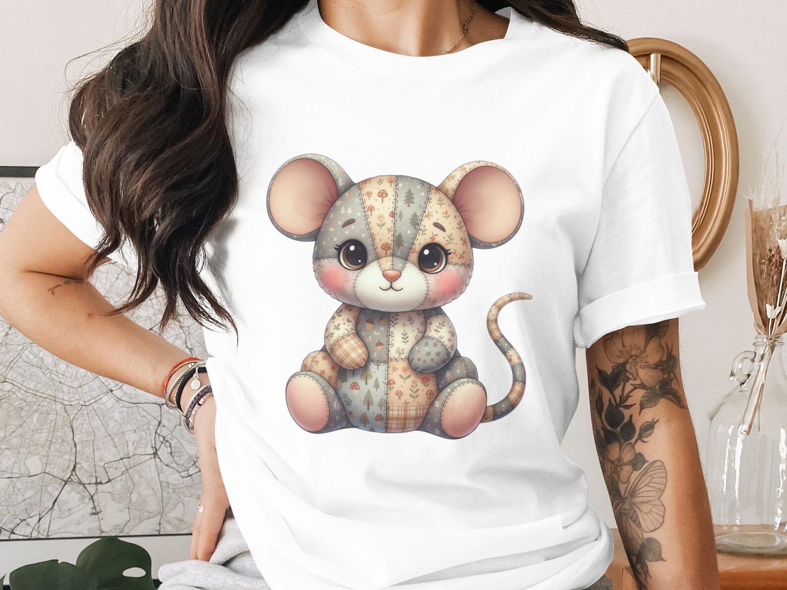 Patchwork Mouse PNG, Quilted Clipart for T-shirt Sublimation Designs ...