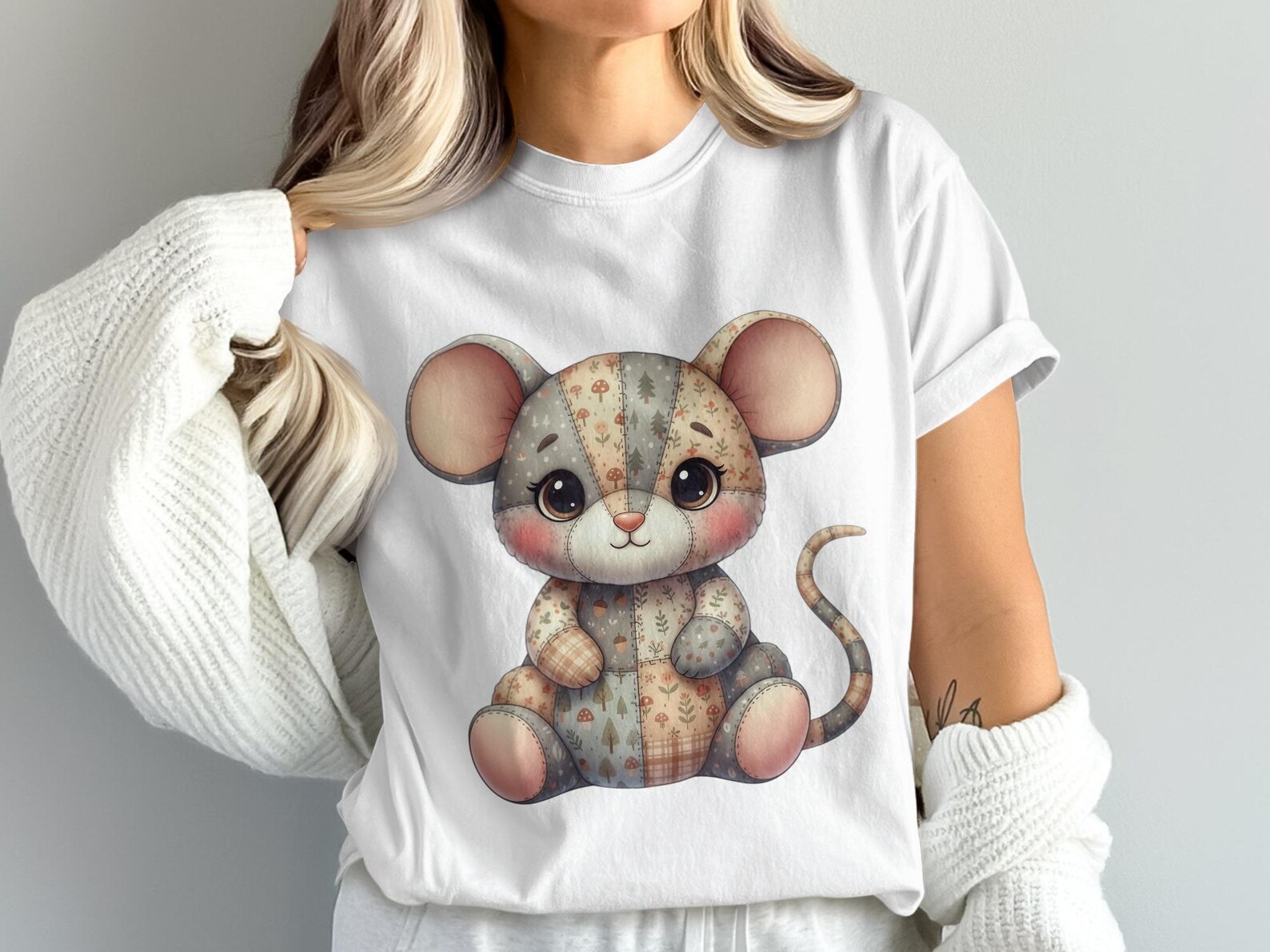 Patchwork Mouse PNG, Quilted Clipart for T-shirt Sublimation Designs ...