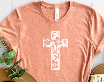 Floral Cross Shirt - Etsy