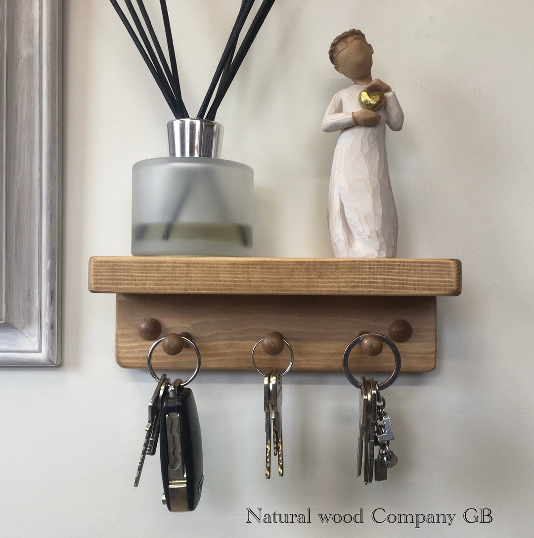 Handmade Oak Waxed Shaker Peg Key Holder Shelf - Slimline Design - Etsy