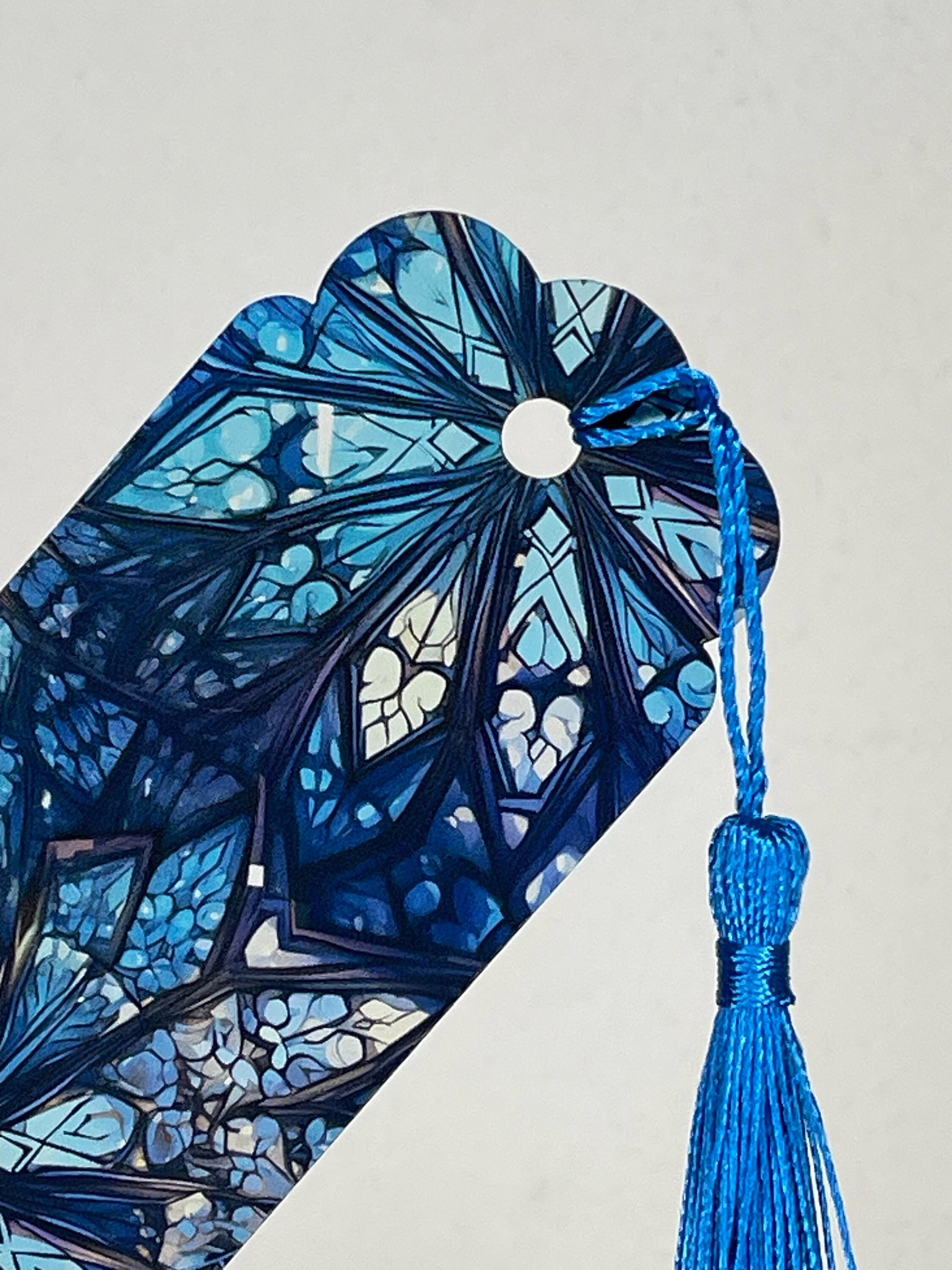 Shades of Blue Stained Glass Look Acrylic Bookmark With a - Etsy