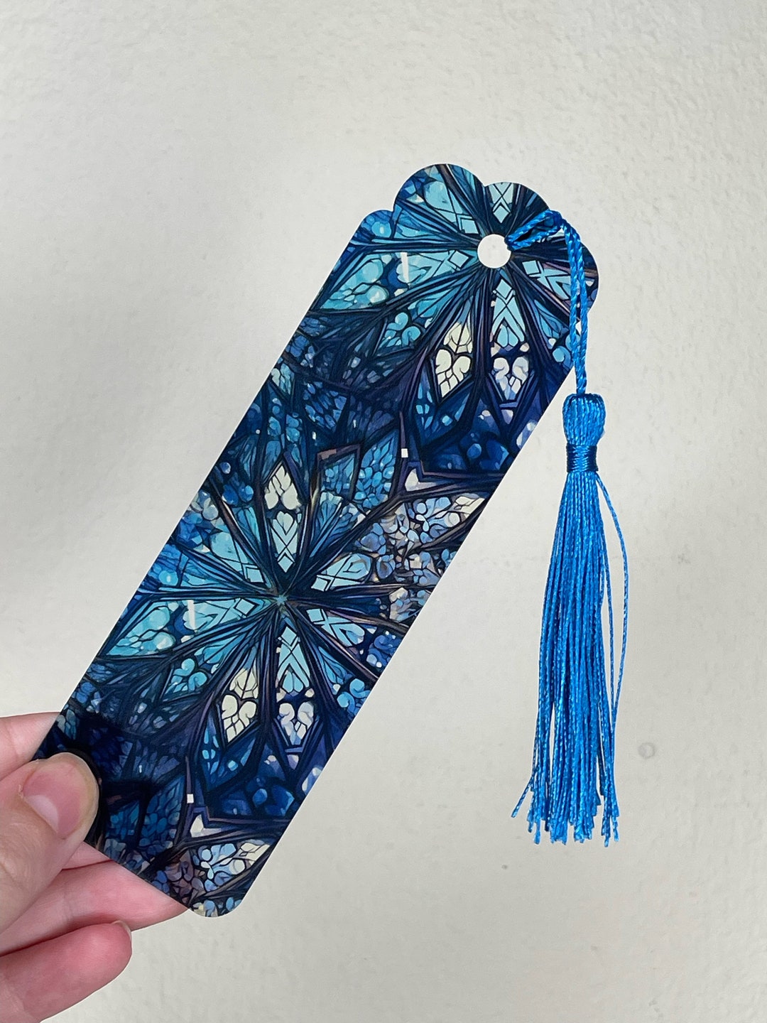 Shades of Blue Stained Glass Look Acrylic Bookmark With a - Etsy