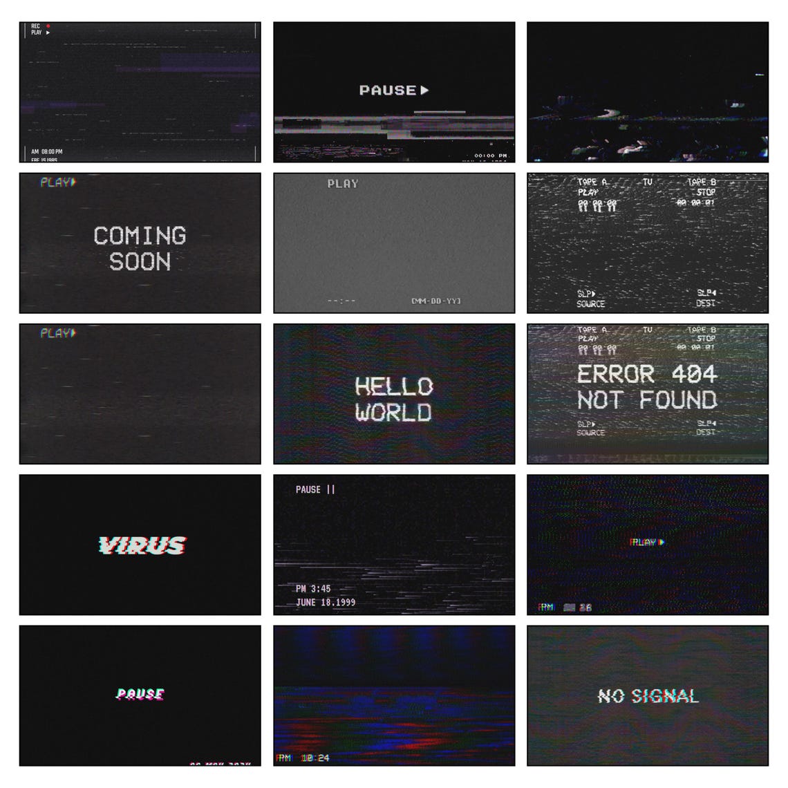 15 VHS Tape Overlays, Vhs Tape Overlay, Old Tv Static, Retro Glitch ...
