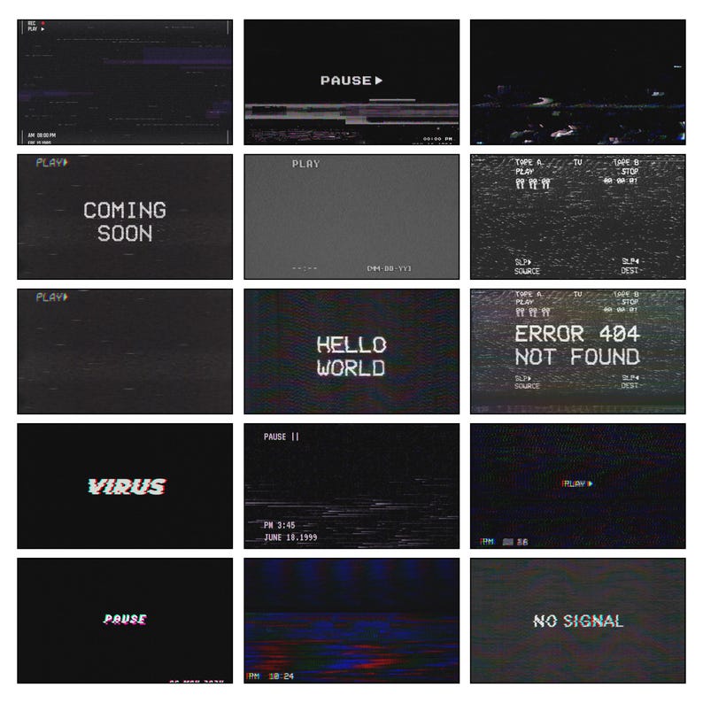 15 VHS Tape Overlays, Vhs Tape Overlay, Old Tv Static, Retro Glitch ...