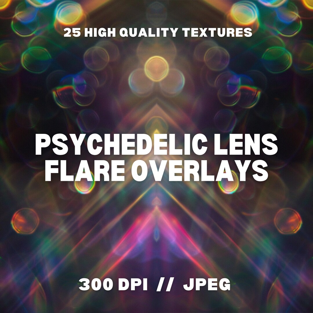 Psychedelic Lens Flare Overlays, Lens Flare, Digital Texture, Photo ...