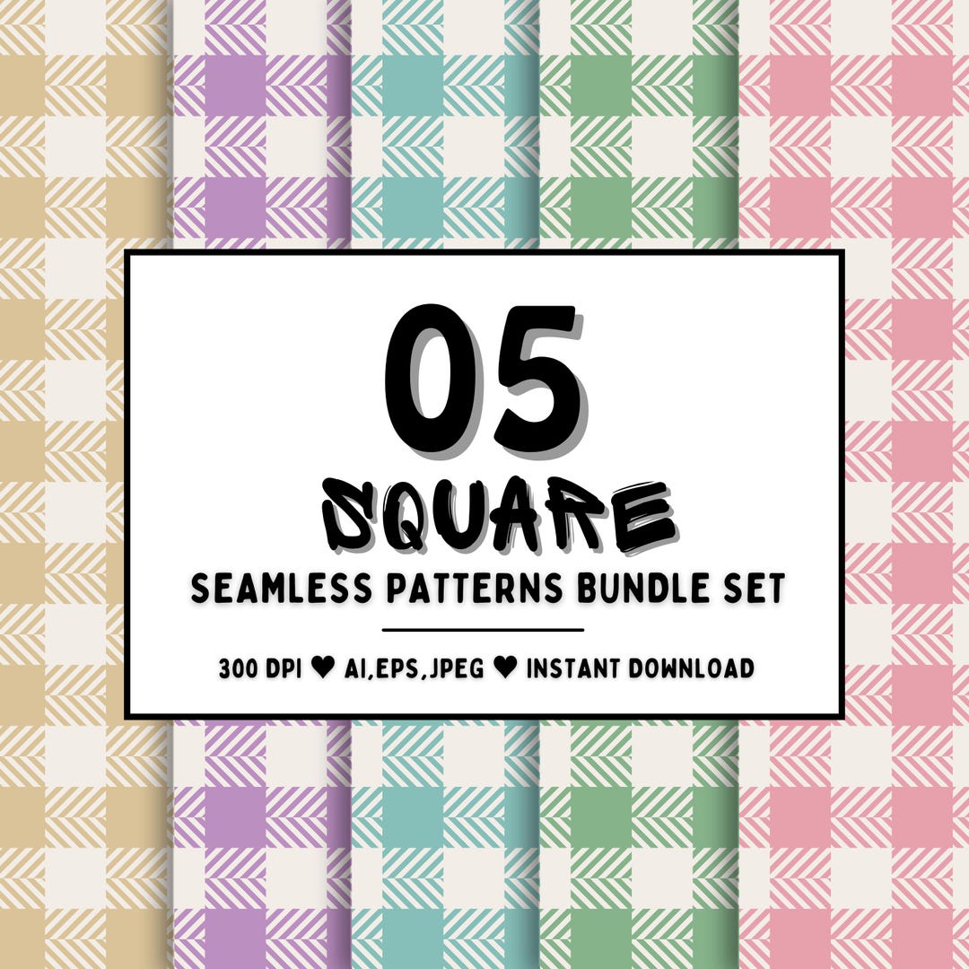 5 Square Tartan Patterns, Plaid Textures, Square Patterns, Digital ...