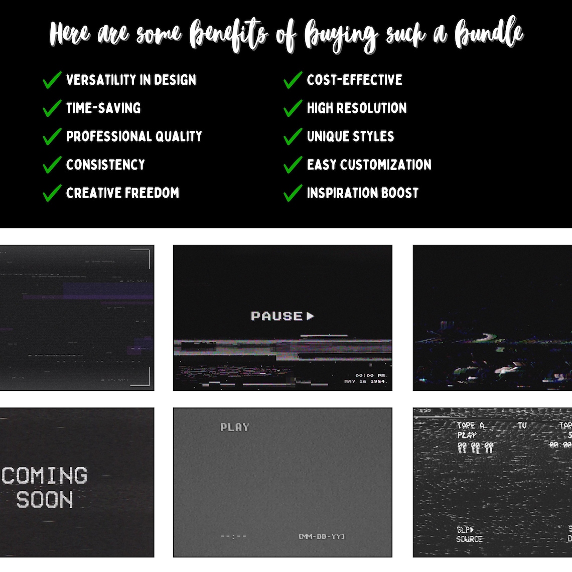 15 VHS Tape Overlays, Vhs Tape Overlay, Old Tv Static, Retro Glitch ...