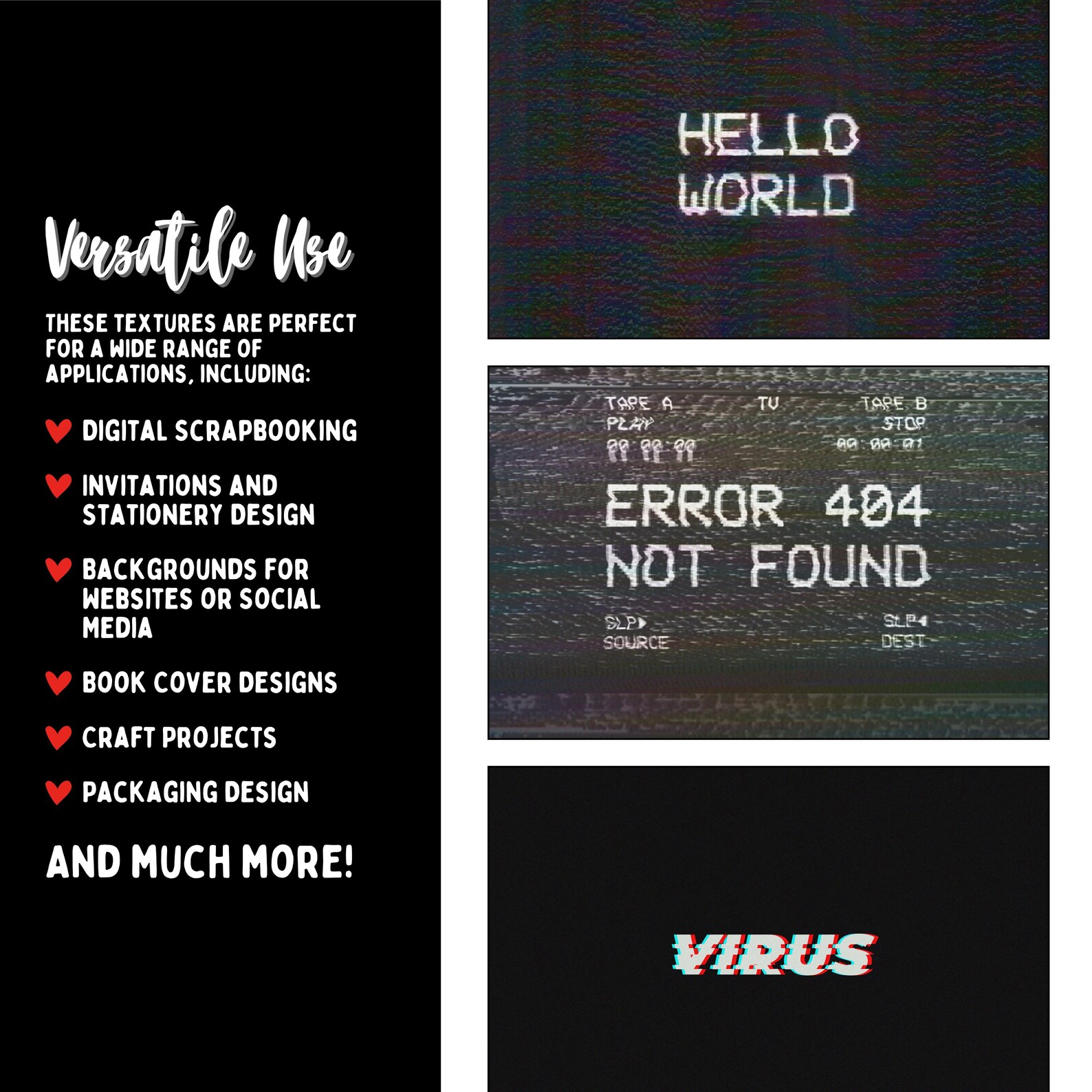 15 VHS Tape Overlays, Vhs Tape Overlay, Old Tv Static, Retro Glitch ...