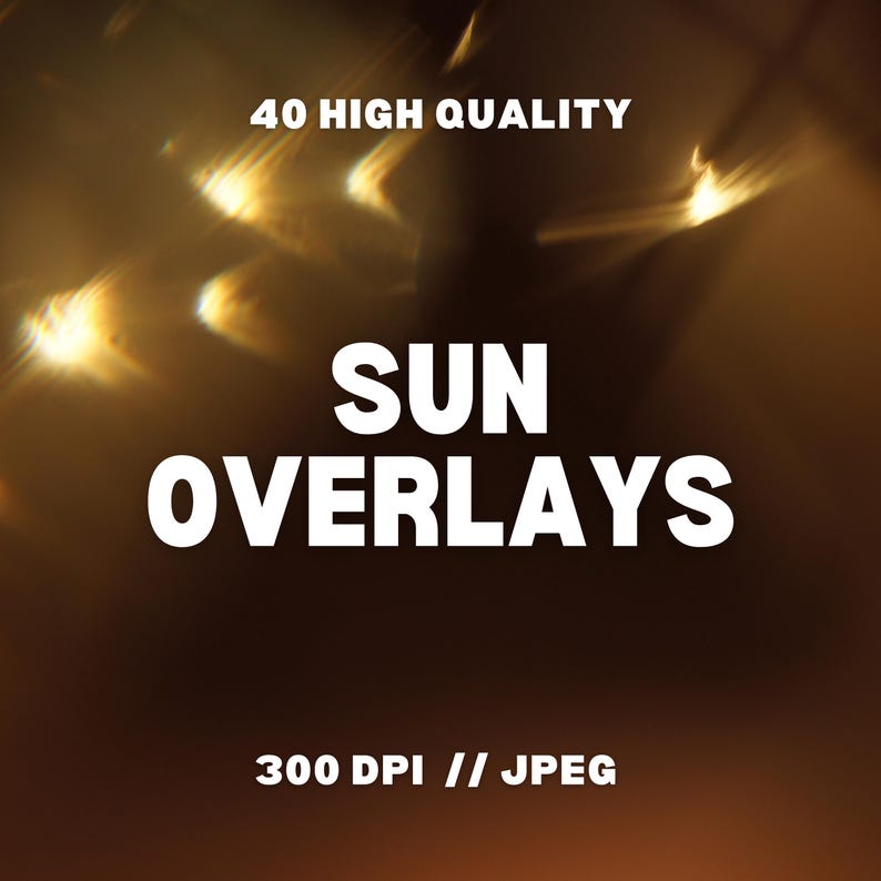40 Sun Overlays, Light Overlay, Photo Effect, Golden Glow, Sun Rays ...