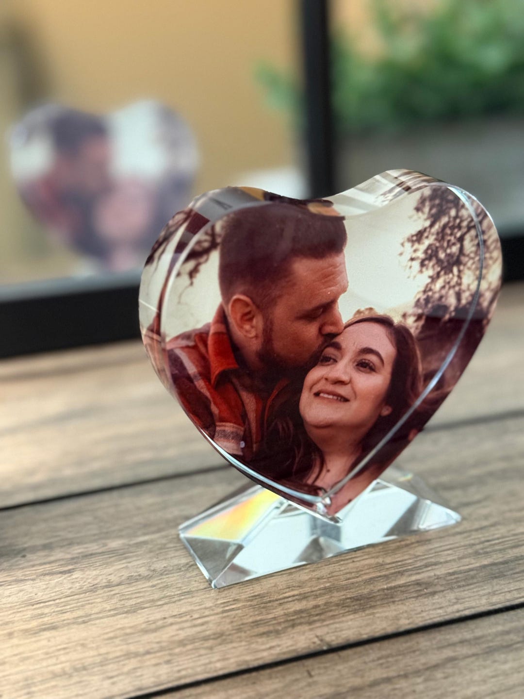 Personalized Glass Frame, Crystal Glass Heart Frame, Wedding Gift ...