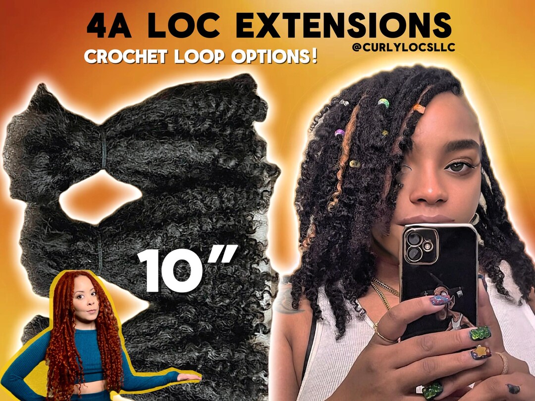10” 4a Curly Locs(tm) Human Hair Loc Extensions, Handmade, Lightweight ...