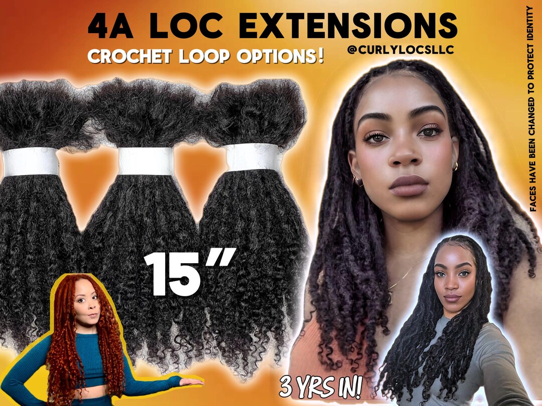 15” 4a Curly Locs(tm) Human Hair Loc Extensions, Handmade, Lightweight ...