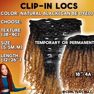 Clip-in Locs 14-26” ANY TEXTURE 3b-4c Loc Extensions, Curly Ends, Human ...
