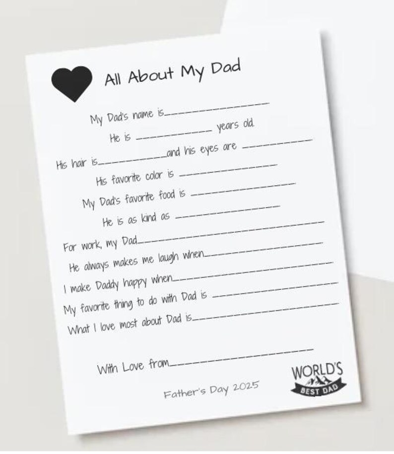 Father’s Day Fill in the Blank Printable | Kids Father’s Day Activity ...