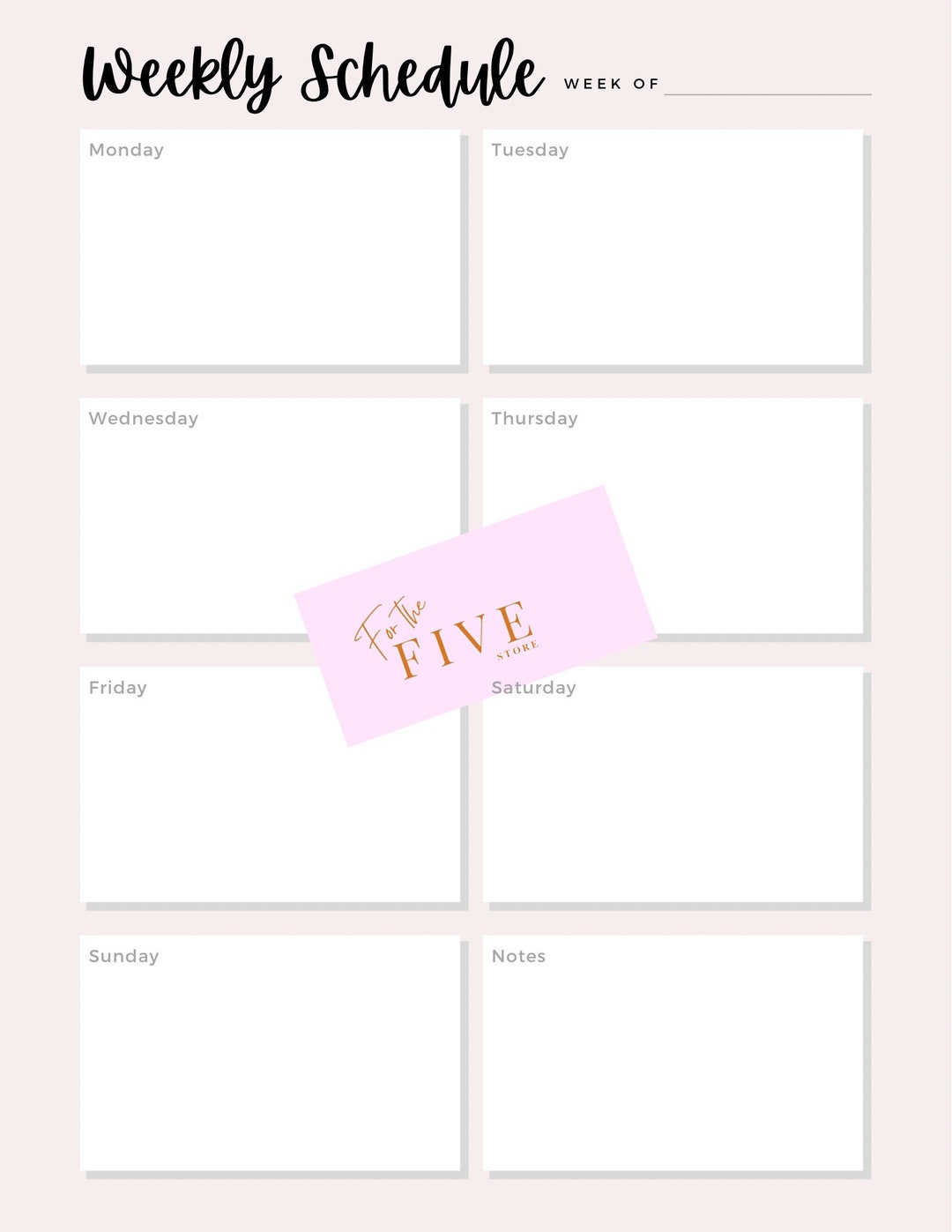 Simple Weekly Schedule Template - Etsy