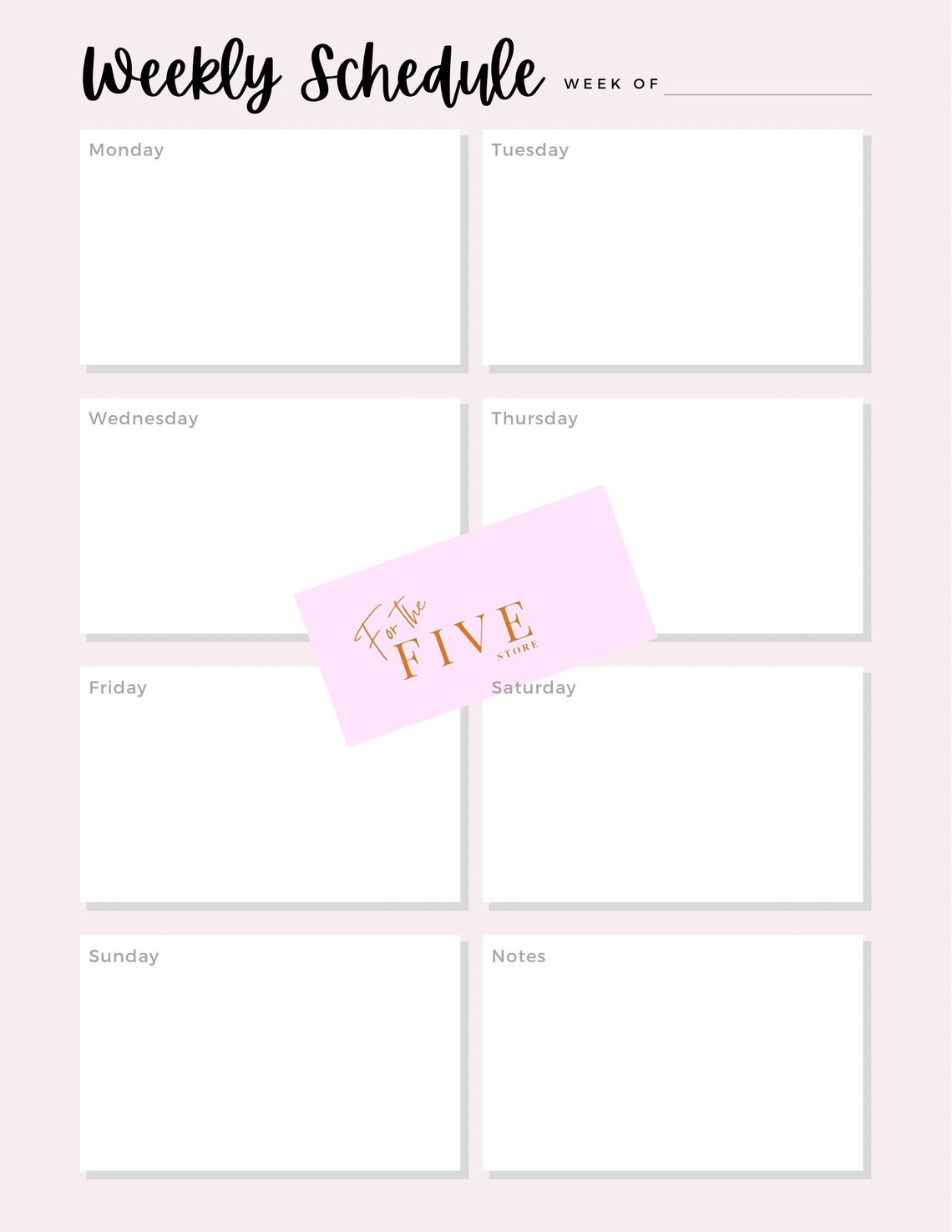 Simple Weekly Schedule Template - Etsy