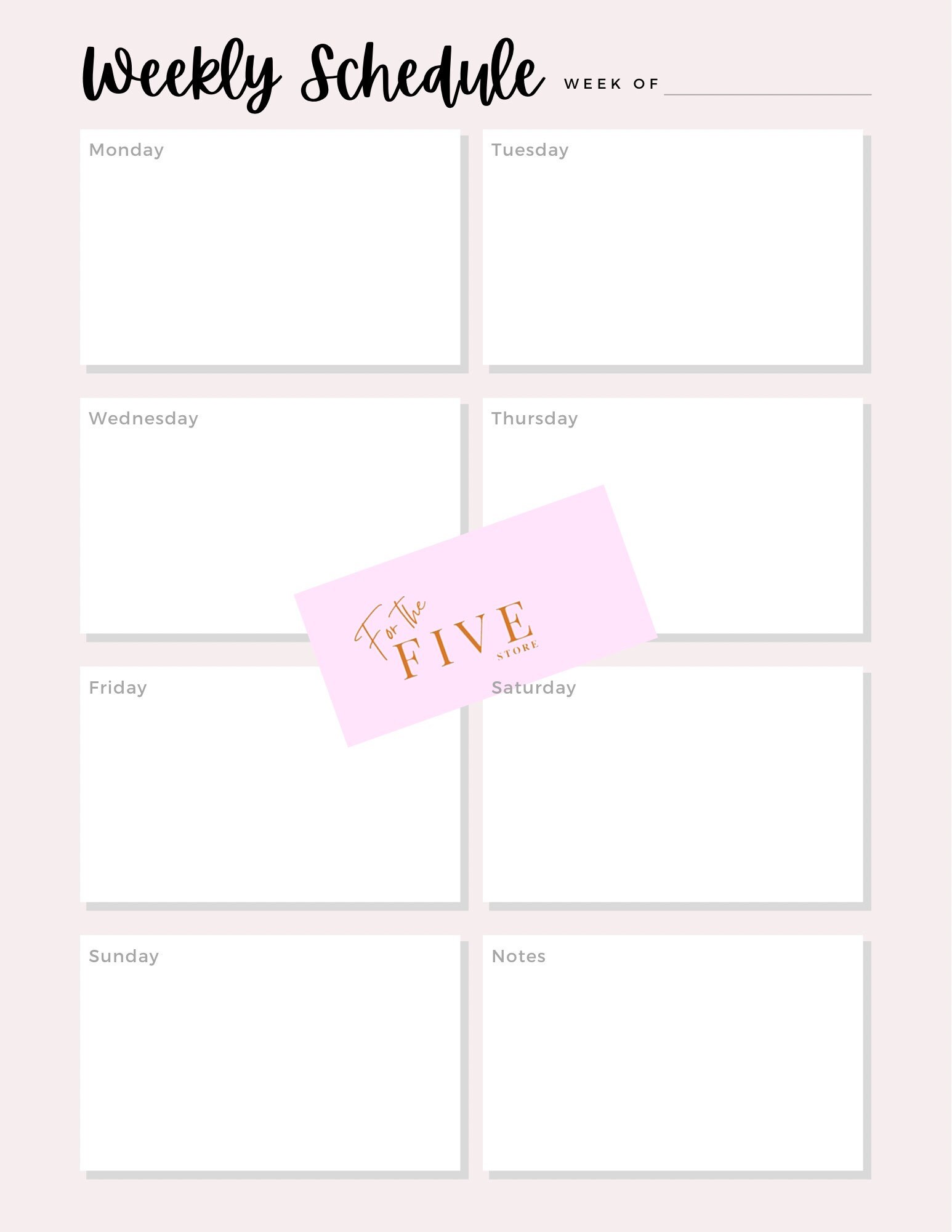 Simple Weekly Schedule Template - Etsy
