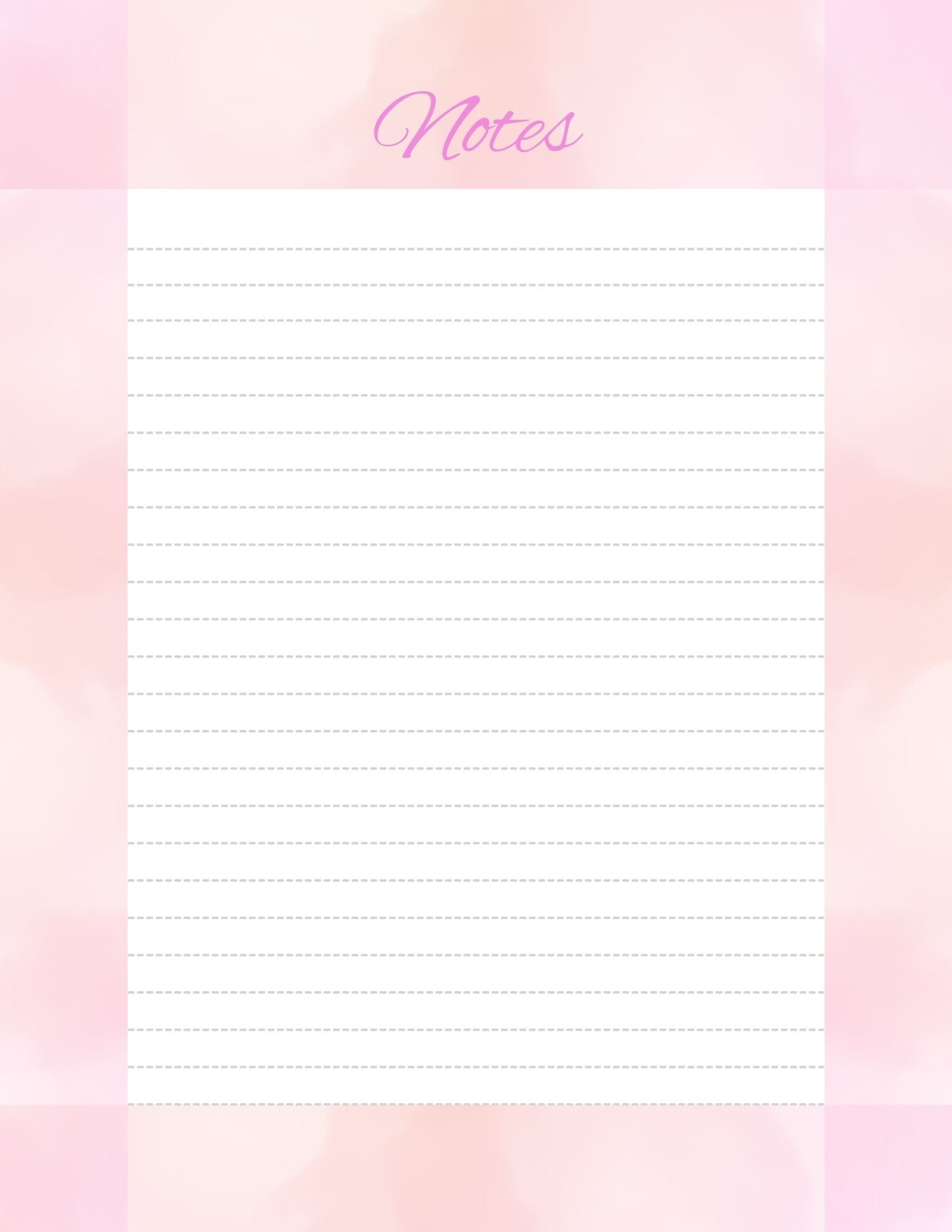 Printable Note Page - Watercolor Pink - Etsy