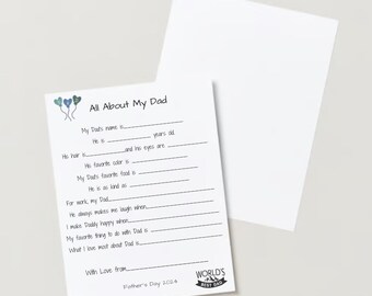 Father's Day Fill in Printable, Fill in the Blank, Fathers Day, Father ...