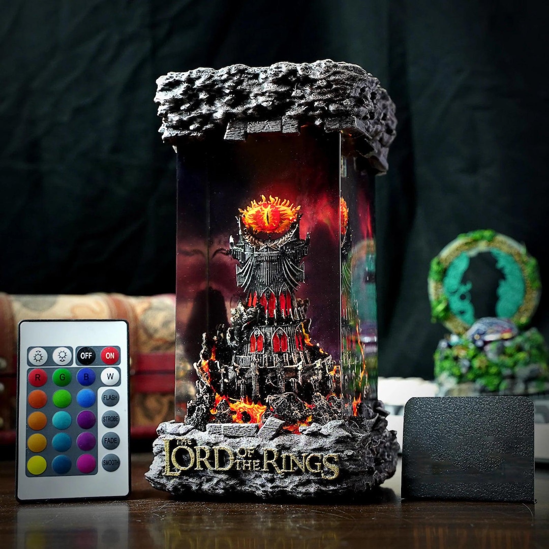 LOTR Lo.rd of R.ings Eye of Sauron Dark Tower Diorama Epoxy Resin Lamp ...
