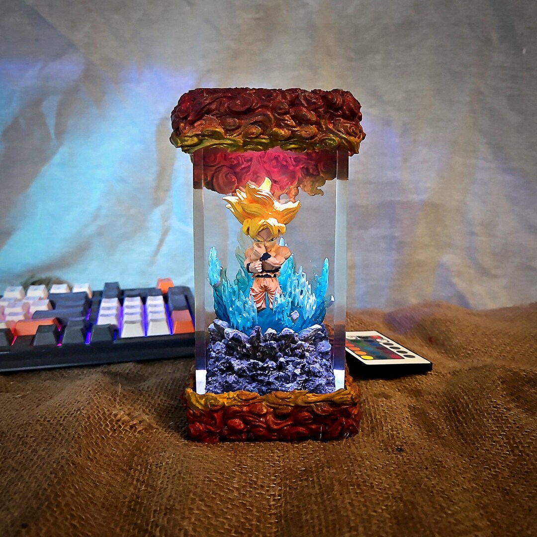 Dra.gon Ball Go.ku Chibi Diorama Epoxy Resin Lamp, Night Light, Custom ...