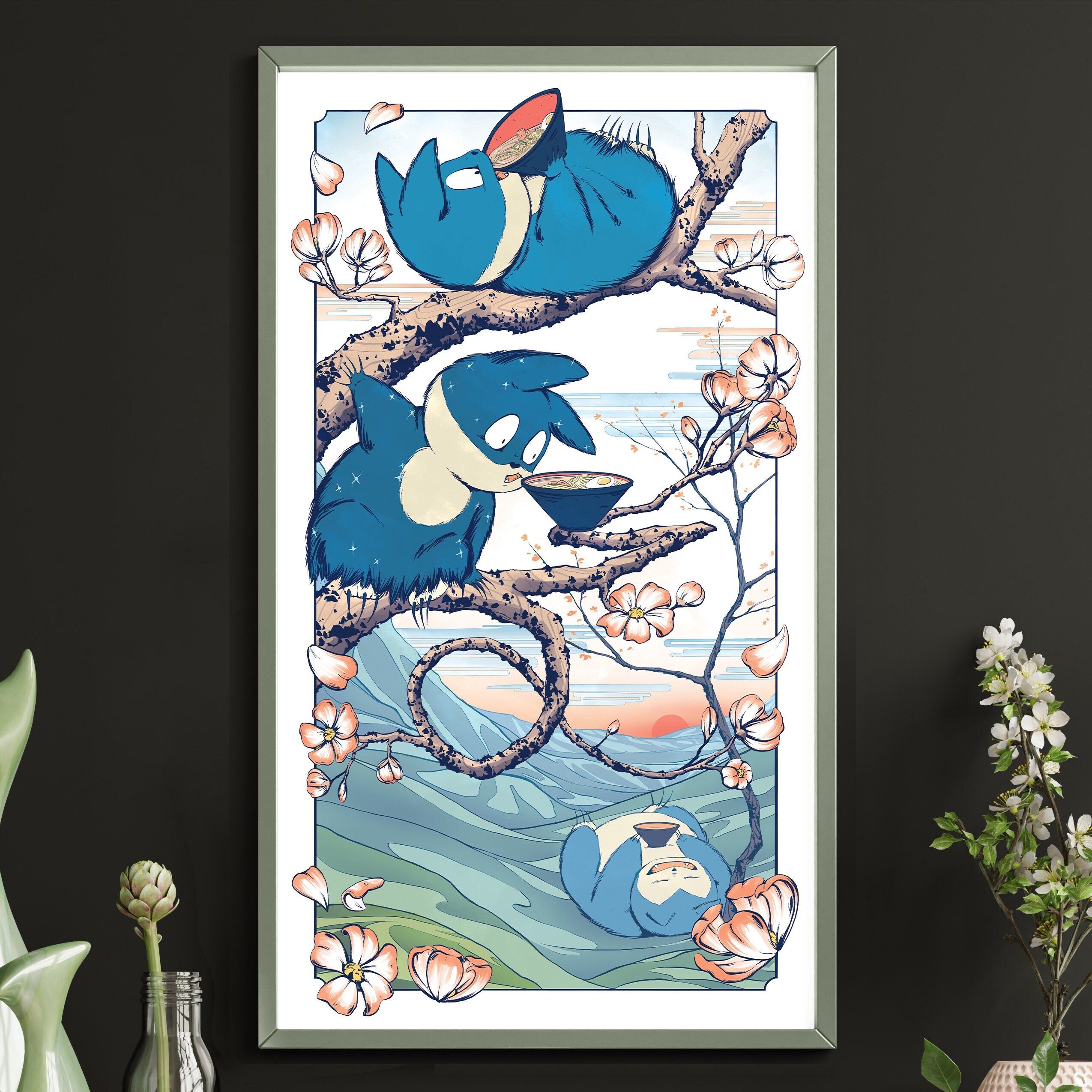 Munchlax & Snorlax Large Print Ukiyo-e Inspired Pokemon - Etsy UK